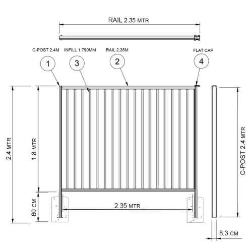 ColourFence Blue Fence with Ball Caps | ColourFence