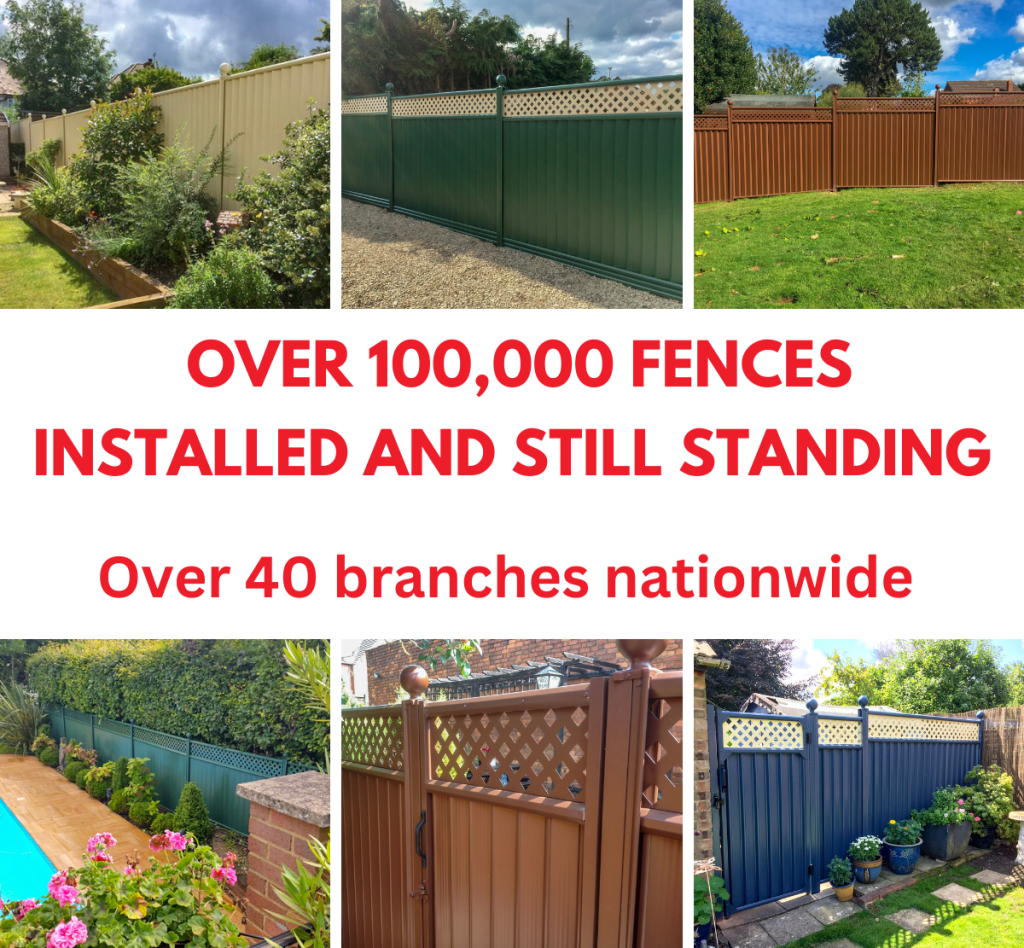 Brown Fence with Cream Trellis & Ball Caps | ColourFence