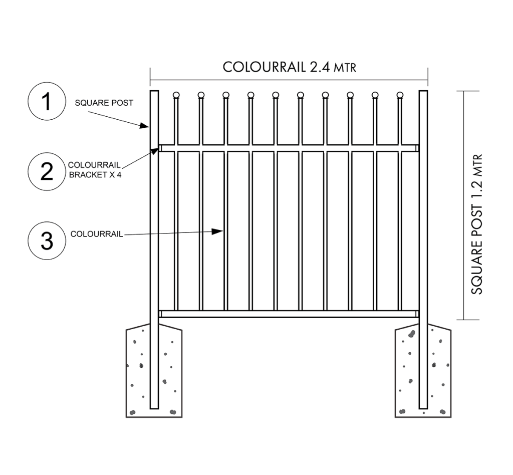 Anthracite Grey Metal Railing with Ball Tops | ColourFence