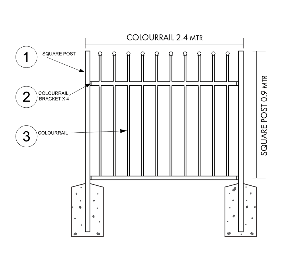 Brown Metal Garden Railing with Flat Tops | ColourFence